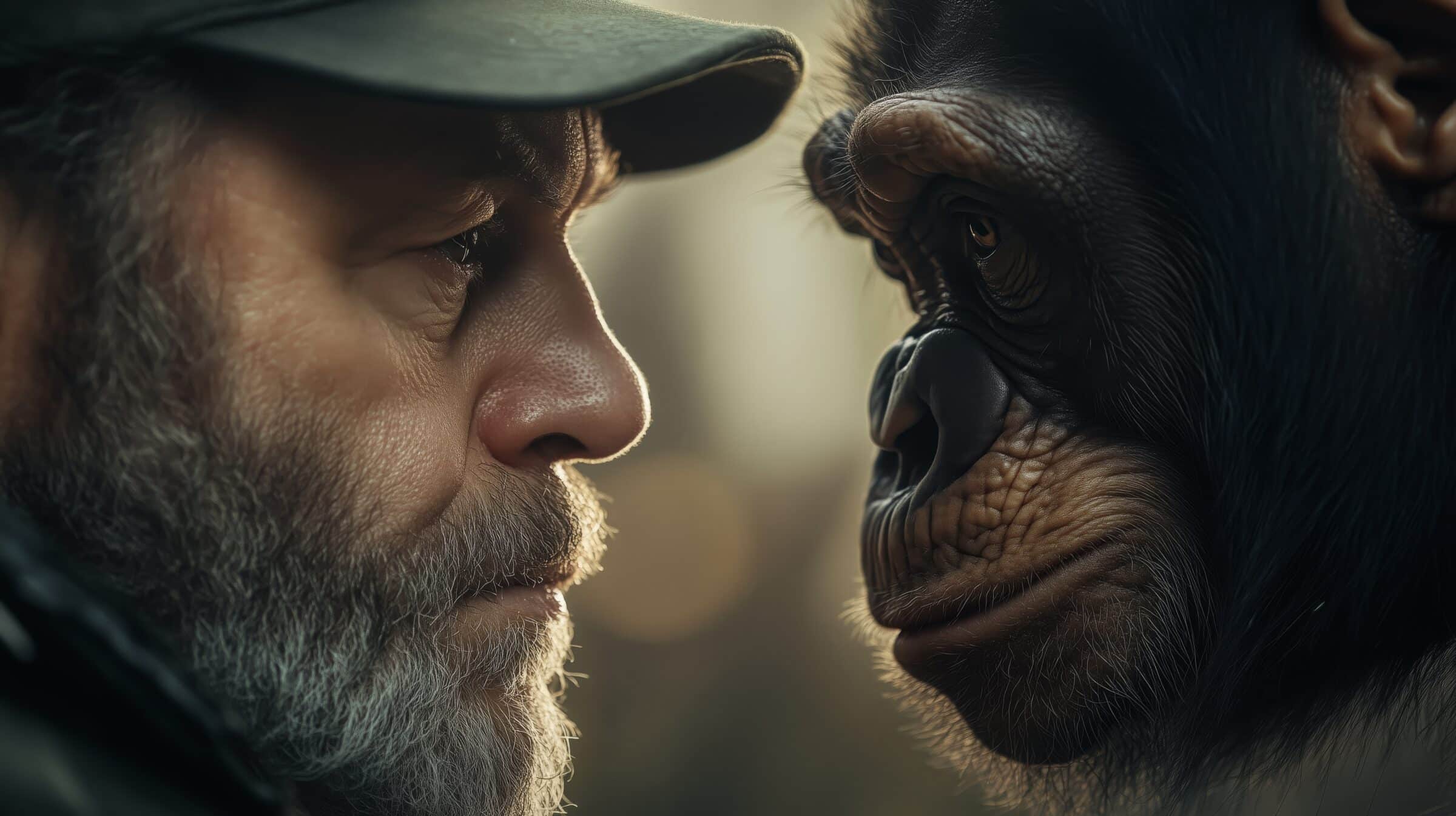 Bilde 1. Ape-mann-ansikt mot ansikt